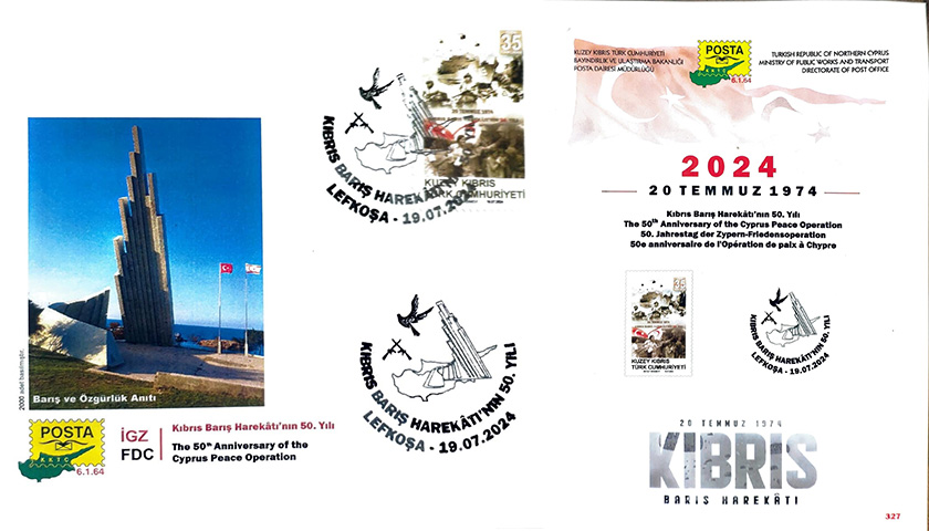 “Kıbrıs Barış Harekatı’nın 50. Yılı” konulu pul serisi ve ilk gün zarfı ...